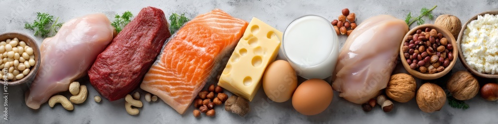 Protein-rich foods: meat, fish, eggs, cottage cheese, dairy, and nuts ...