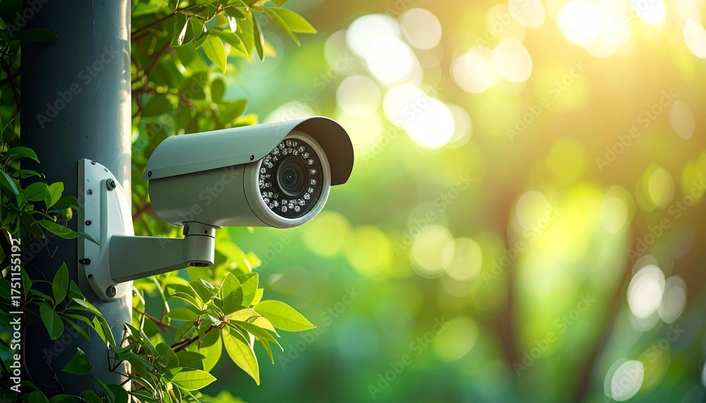 Security Camera Monitoring Surveillance System in a Lush Green ...
