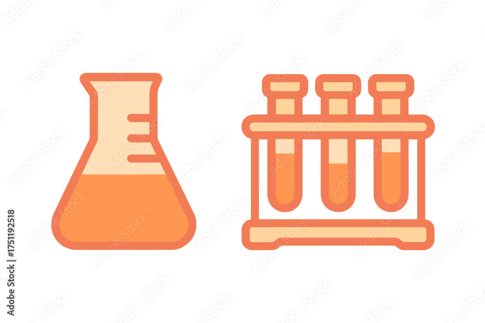 Scientific chemistry experiment setup with Erlenmeyer flask and test ...