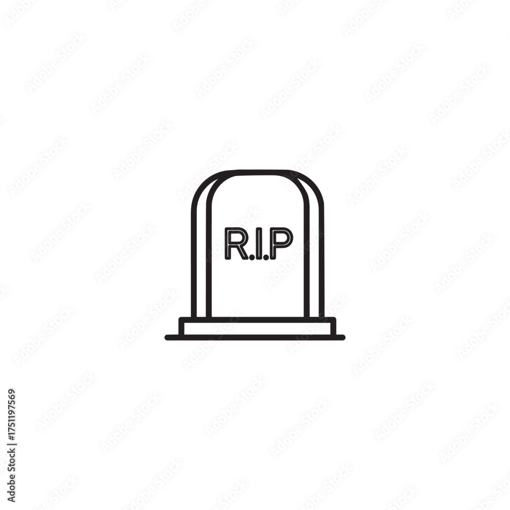 Vector de Stock Vector art of a simple line drawing of a tombstone with ...