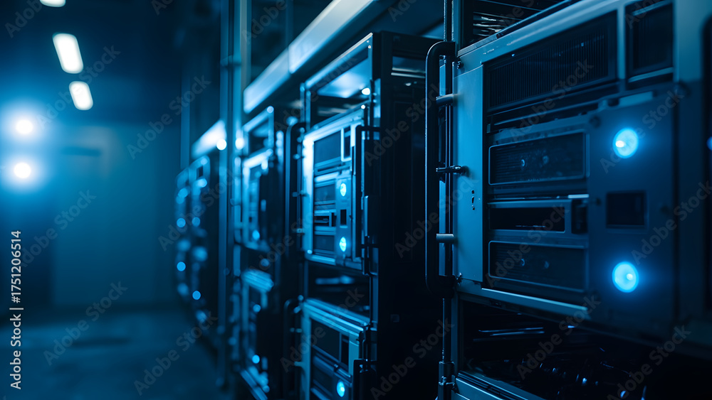 Zdjęcie bez tantiem: Realistic photograph of air-cooled servers with ...