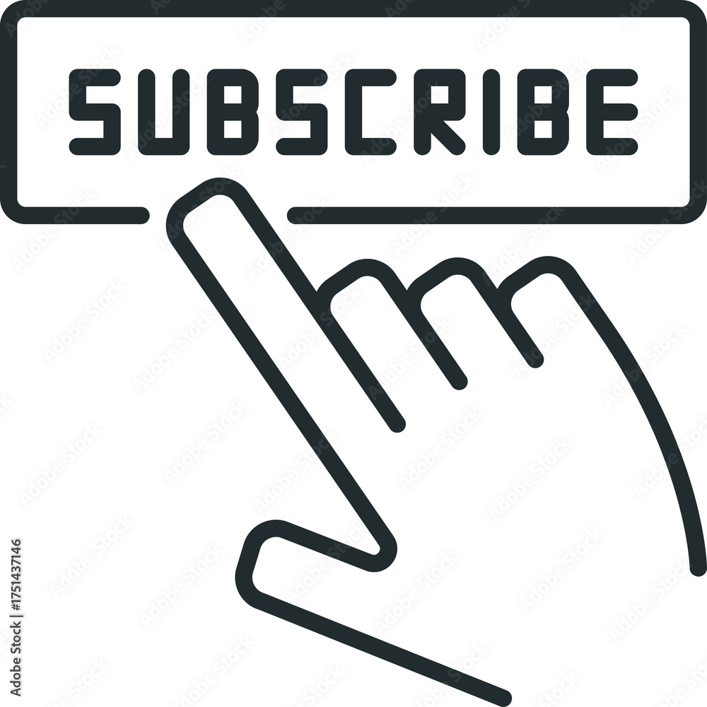 Clickable Subscribe Button With Hand Cursor Icon Represents Online ...