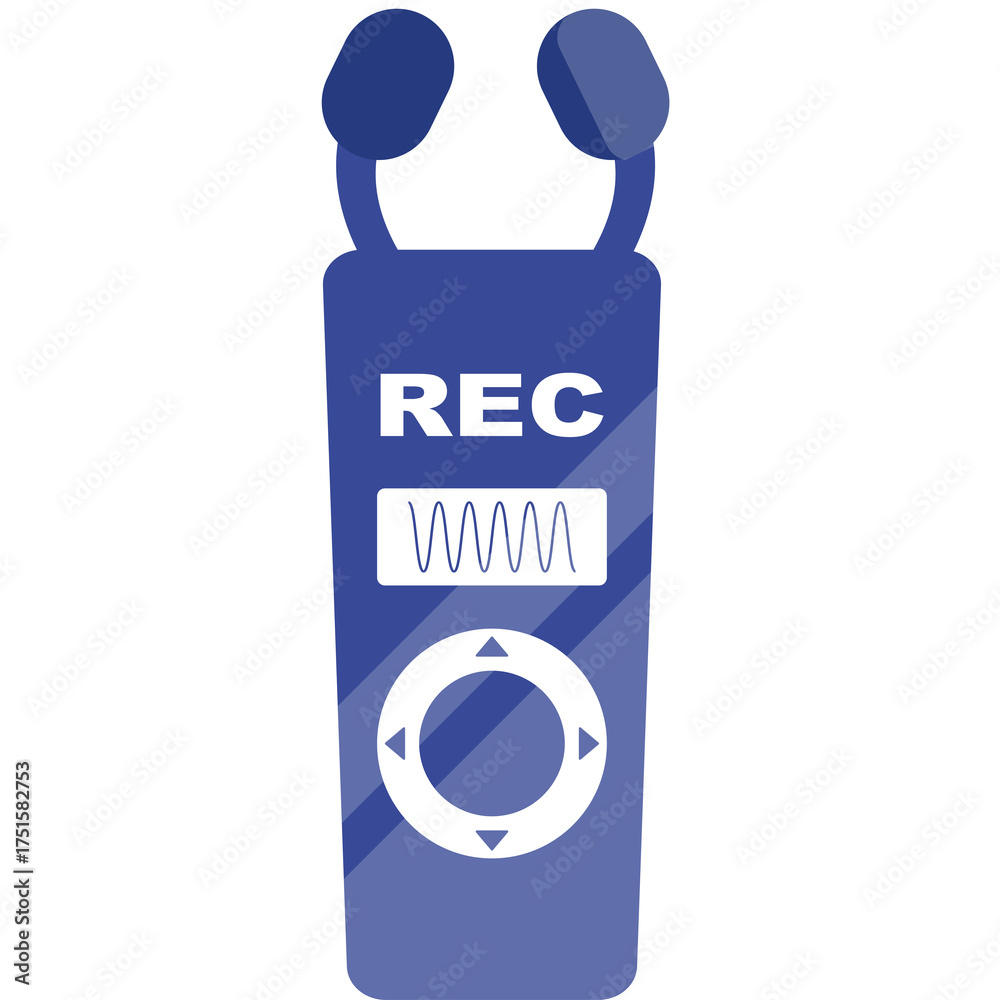 Blue Digital Voice Recorder With Rec Symbol And Level Meter On A ...