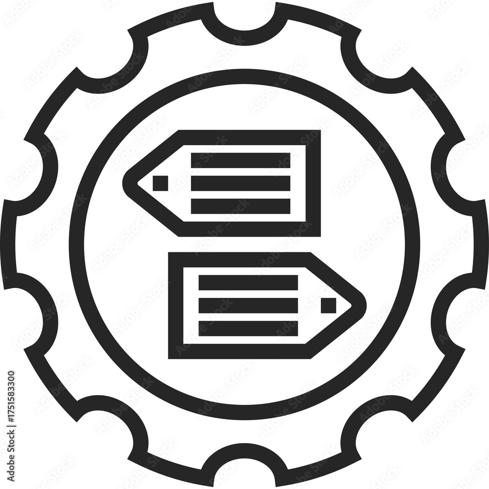 Black Outline Gear Cog Symbol Surrounding Two Digital Tag Icons ...