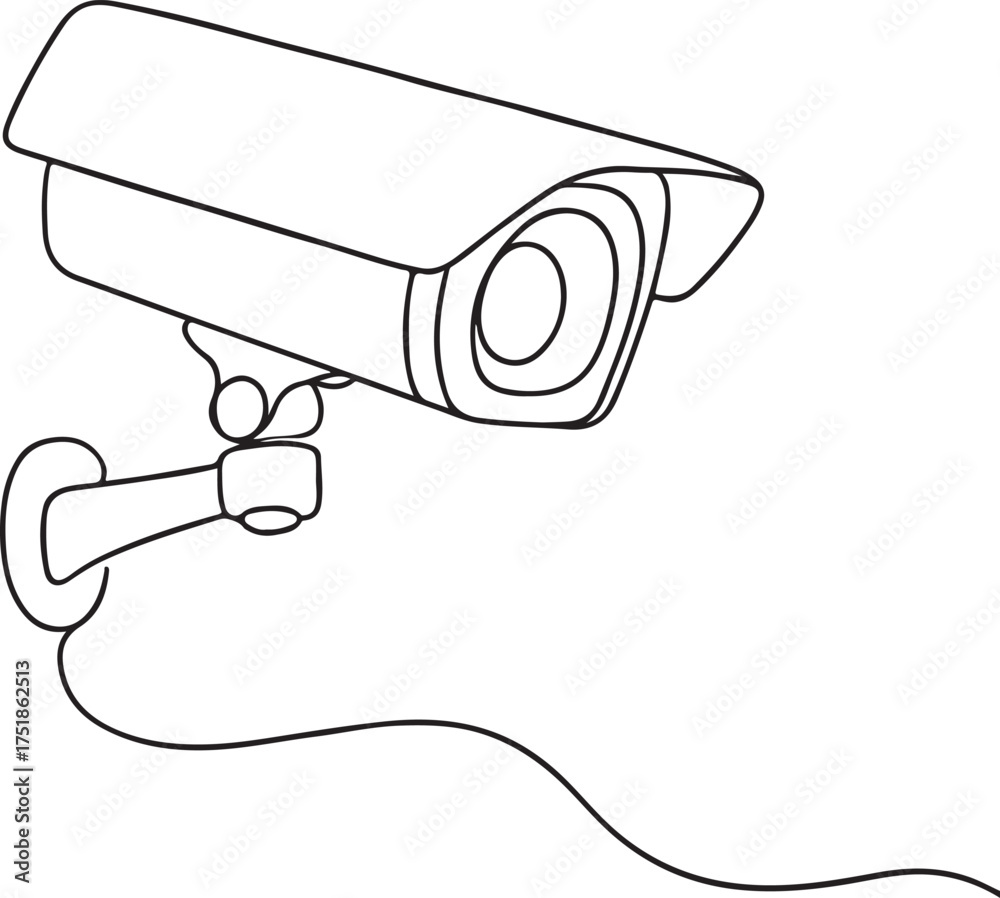 Single continuous line drawing of CCTV to monitor traffic movements and ...