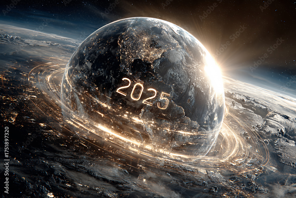 planet earth displaying the year 2025 Stock Illustration | Adobe Stock