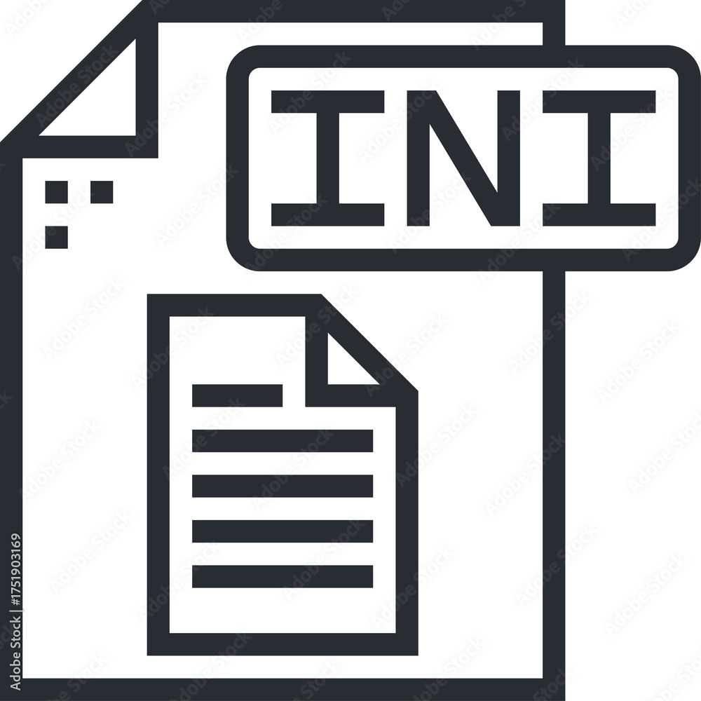 INI File Icon Represents Configuration Data And Text Documents With A ...