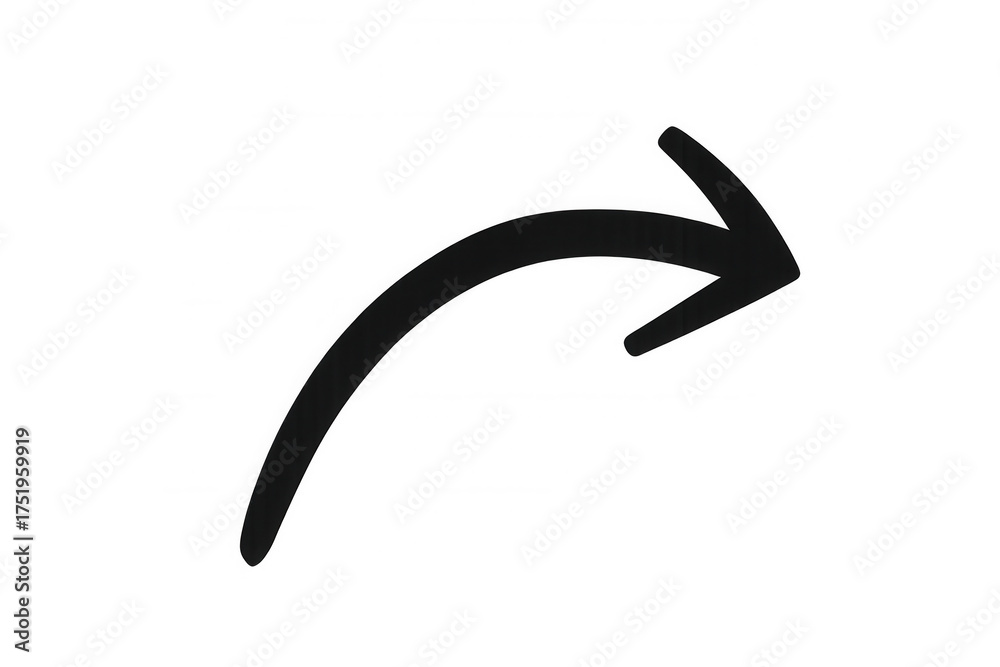 Hand-drawn black curved arrow pointing right, indicating direction ...