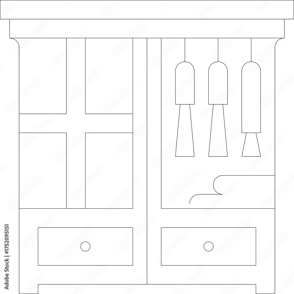 Minimalist Outline Floor Plan of a Building with Rooms and Furniture ...