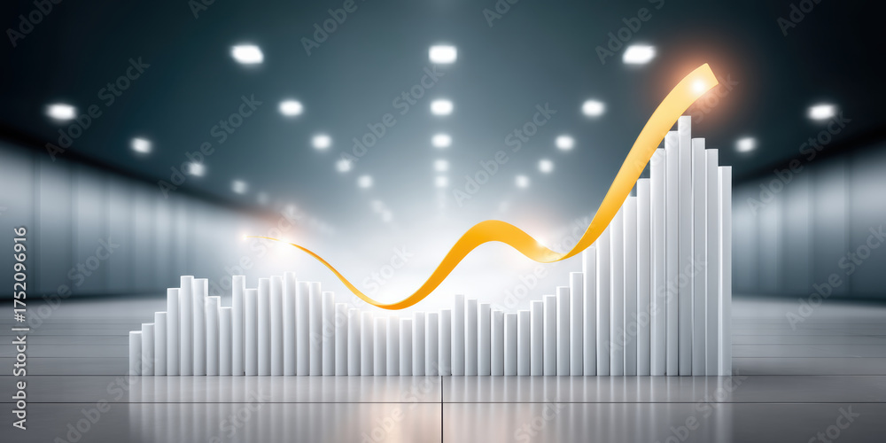 Investment growth chart with rising ribbon illustrating financial ...