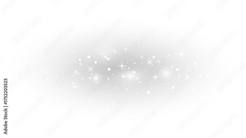 White dust sparkle effect, glare, twinkle. Glowing particles with blur ...
