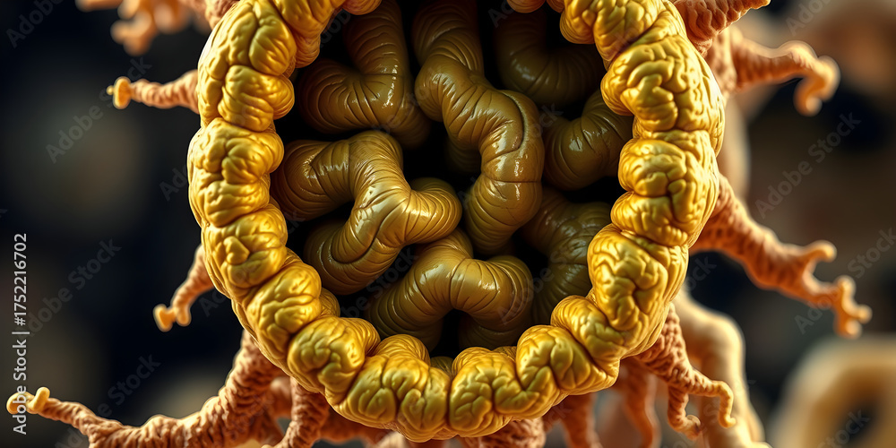 Detailed depiction of a mitochondrion reveals its unique structure ...