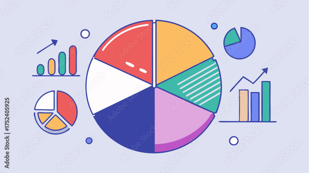 A stylized pie chart representing a diverse investment portfolio with ...