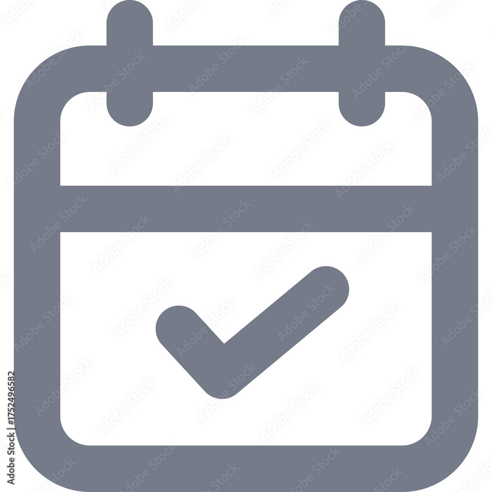 Gray Calendar Icon With Check Mark Symbol Transparent Background Simple ...