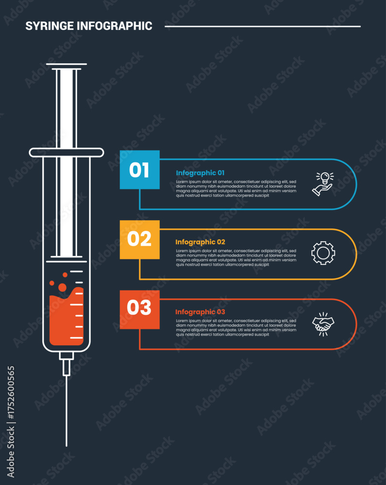 syringe medical health infographic process diagram with vertical ...