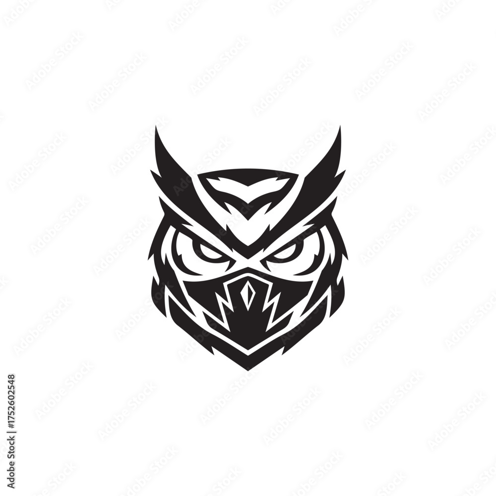 Owl face with sharp eyes for logo and mascot design Stock Vector ...