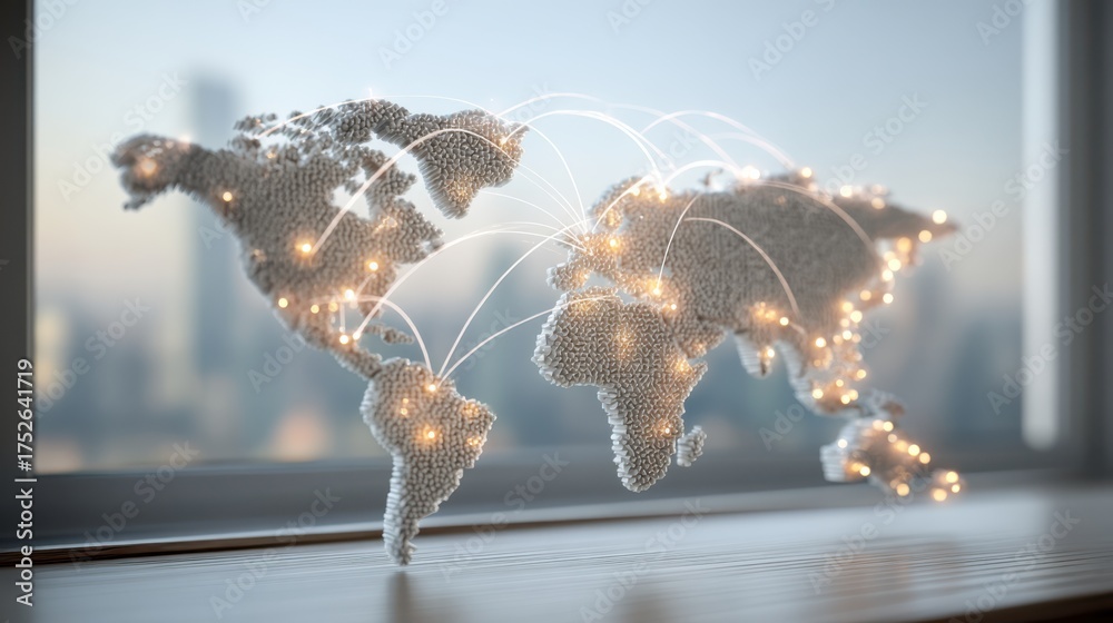 Global supply chain visualization business environment 3d digital ...