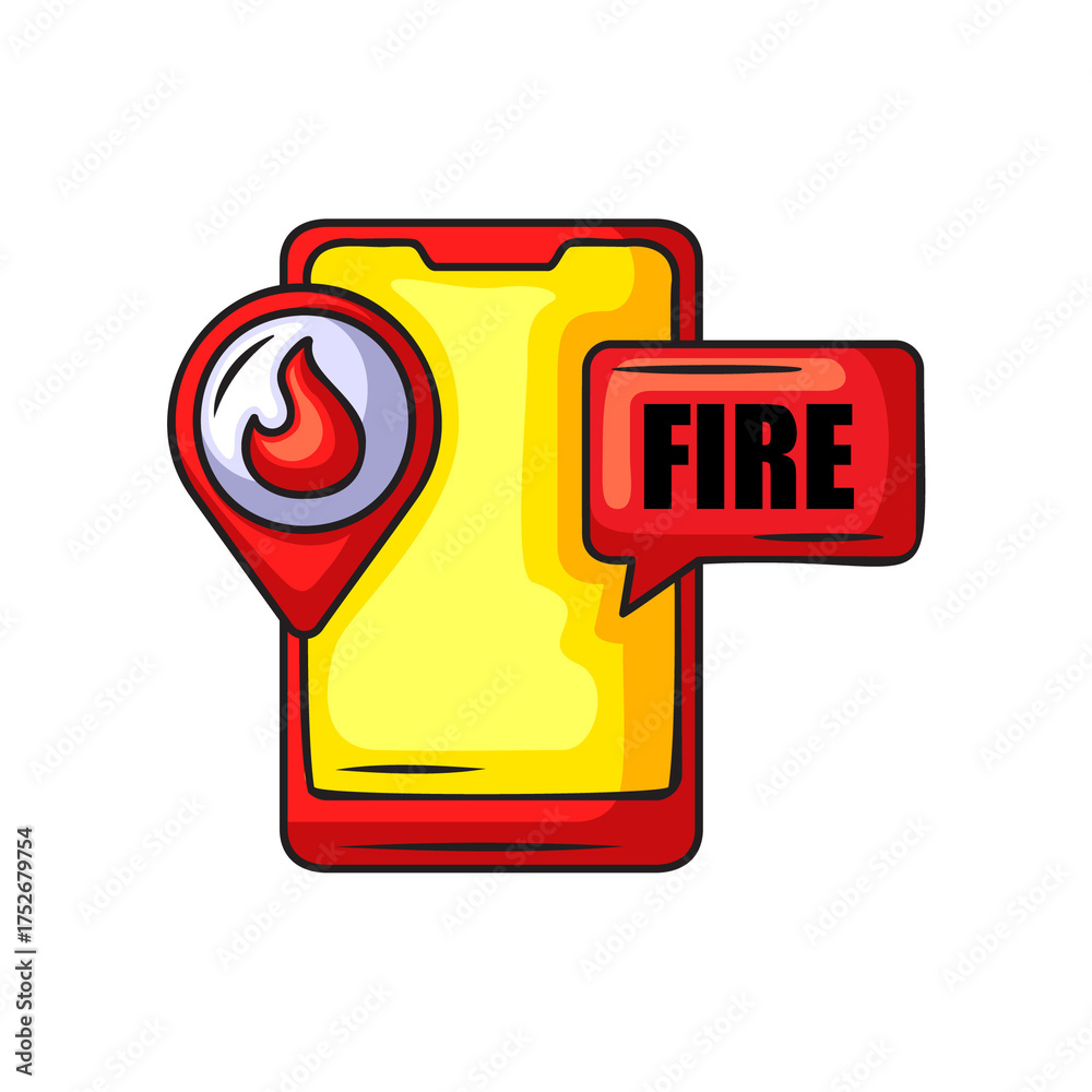 Stock-Foto „Smartphone App Icon Notifying Fire Emergency Alert With ...