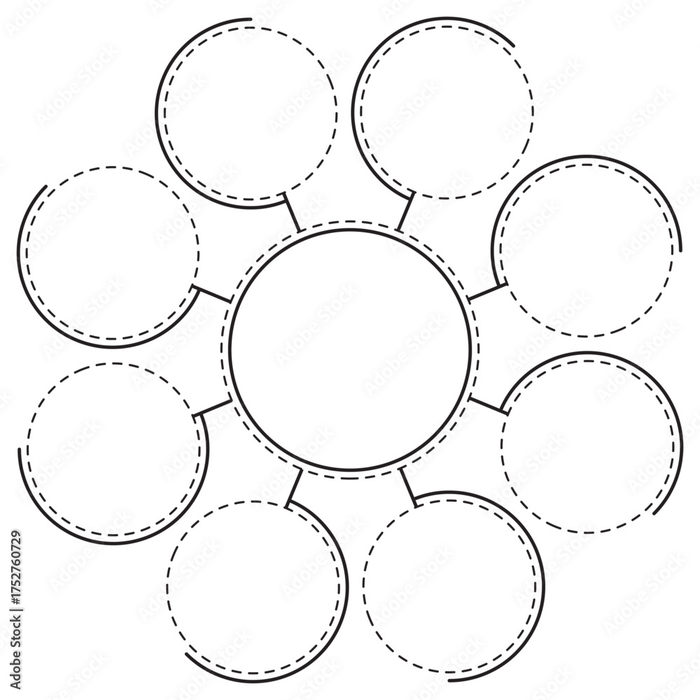 8-Step Circular Infographic Vector Template. This monochrome ...