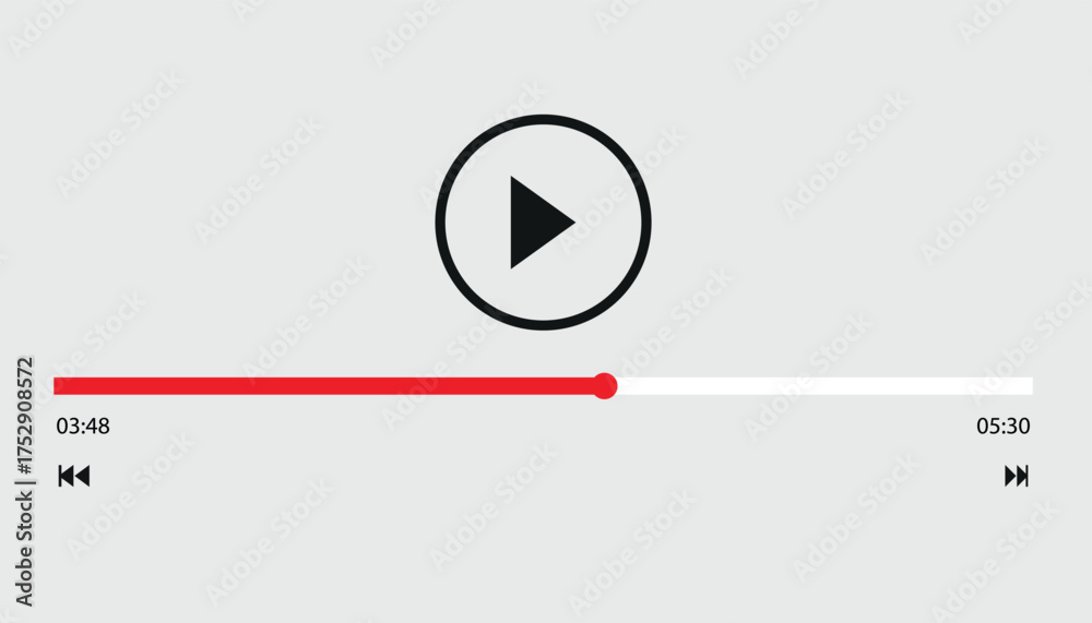 audio or video player progress loading bars with time slider, play and ...