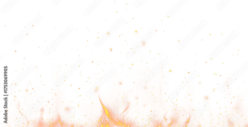 Realistic fire flame with sparks PNG. Burning hot overlay effect. Stock ...