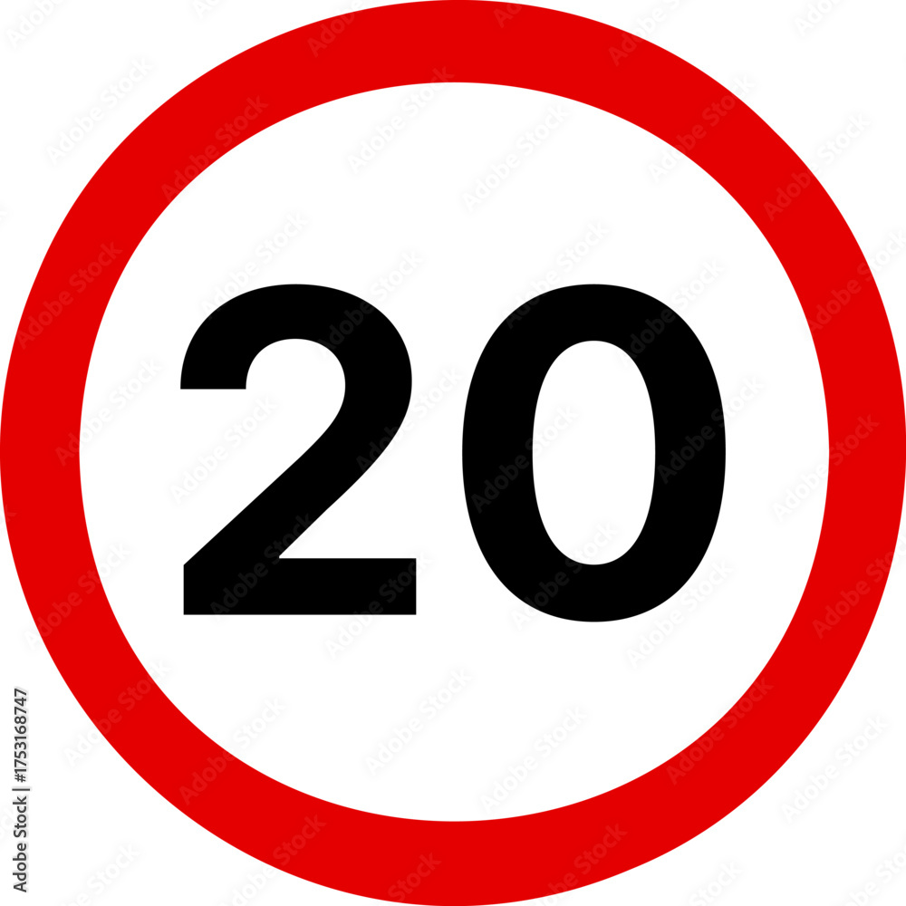 Stock-Vektorgrafik „20 kmh highway speed limits. Road speed limit signs ...