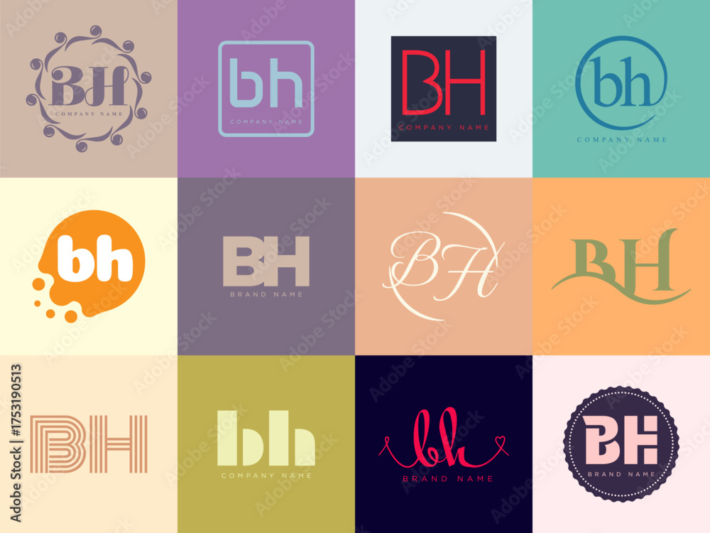 Image vectorielle Stock BH logo company template. Letter b and h ...