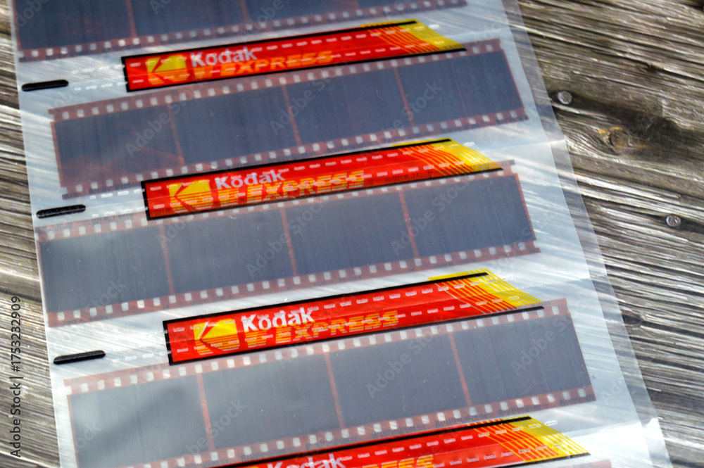 Cairo, Egypt, October 12 2025: Kodak film negatives, which are used in ...
