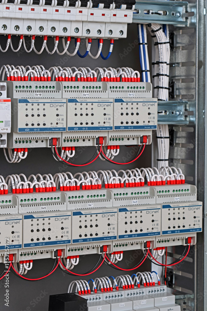 Automation modules with KNX data bus control from Donel. Stock Photo ...