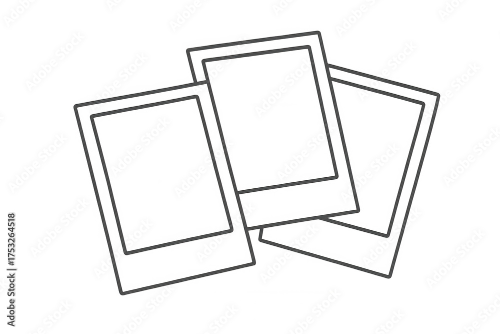 Stack of instant photo frames in outline style, capturing memories and ...