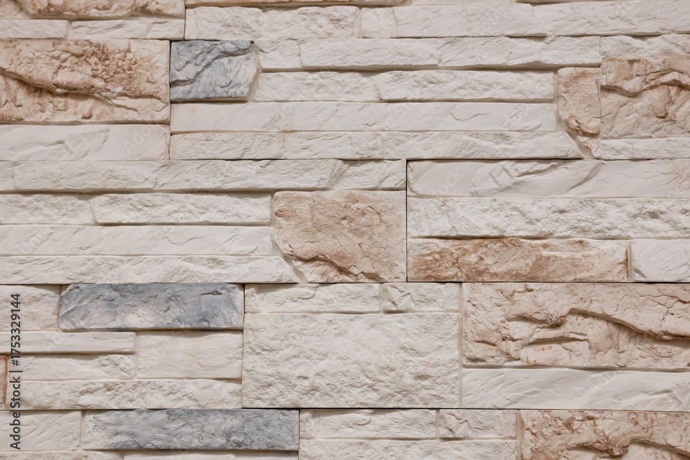 Variety of textured stone wall with neutral colors showcasing ...