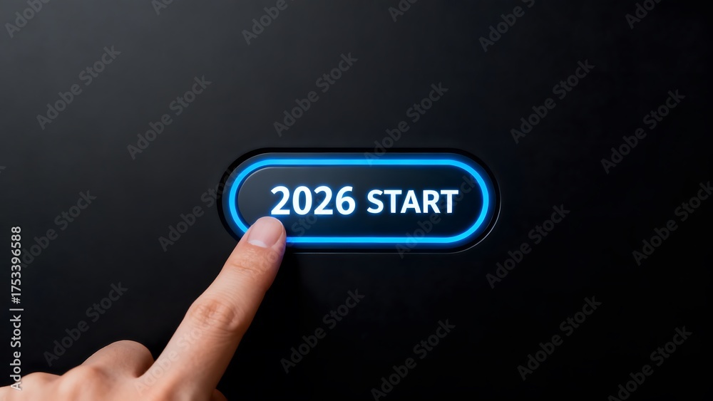 Finger pressing 2026 start button Stock Photo | Adobe Stock