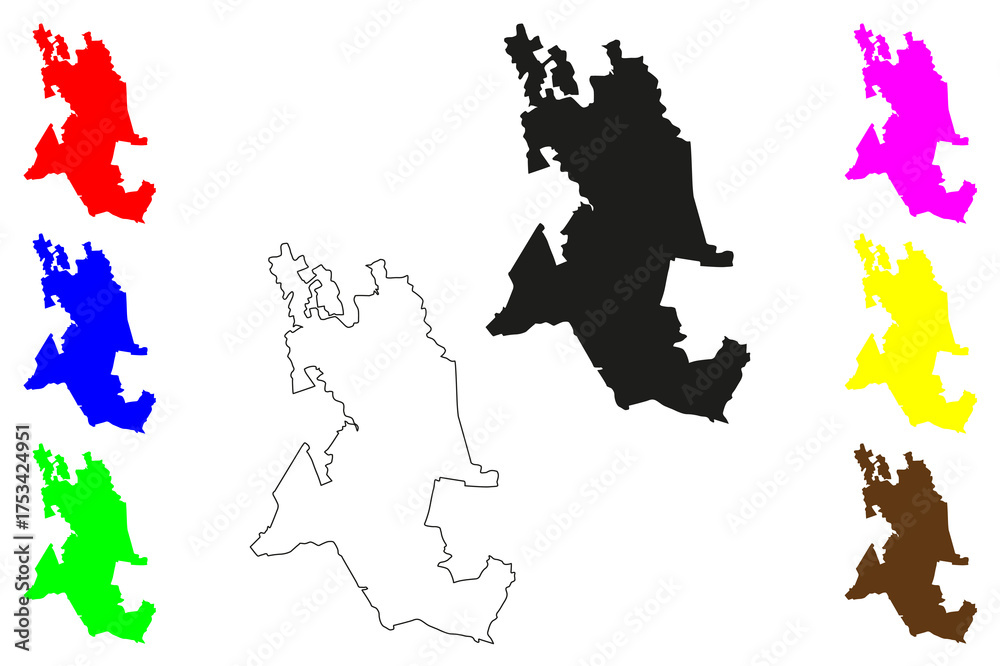 Temixco city (United Mexican States, Mexico, Morelos State) map vector ...