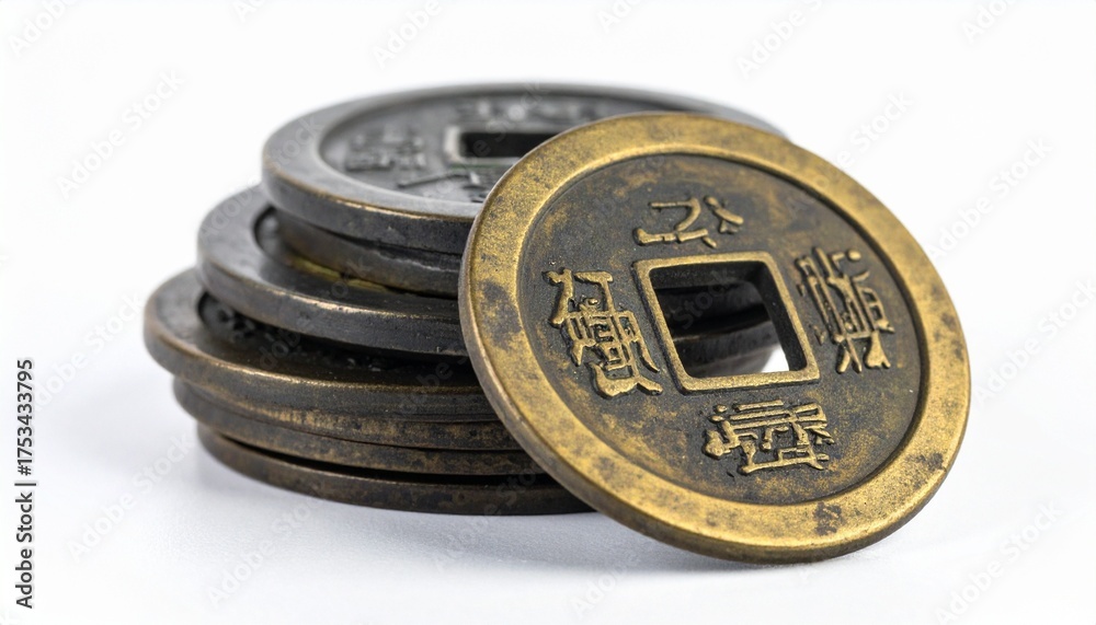 Collection of Traditional Chinese Coins with Square Center Holes and ...