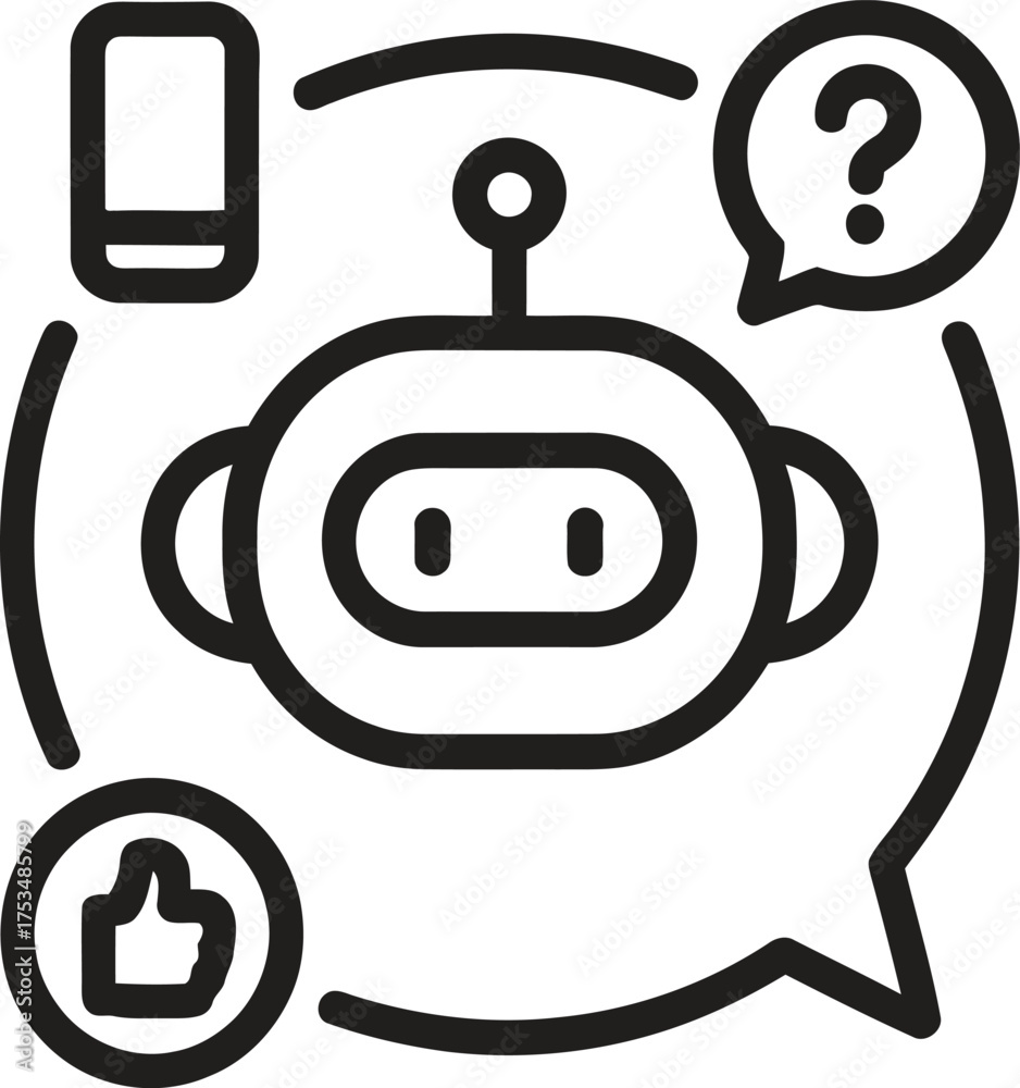 Chatbot icon with mobile phone and question mark symbols Stock Vector ...