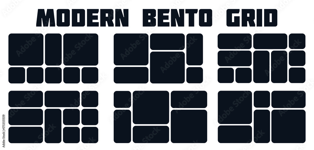 Image vectorielle Stock Set of Trendy bento grid layout style brick Ui ...