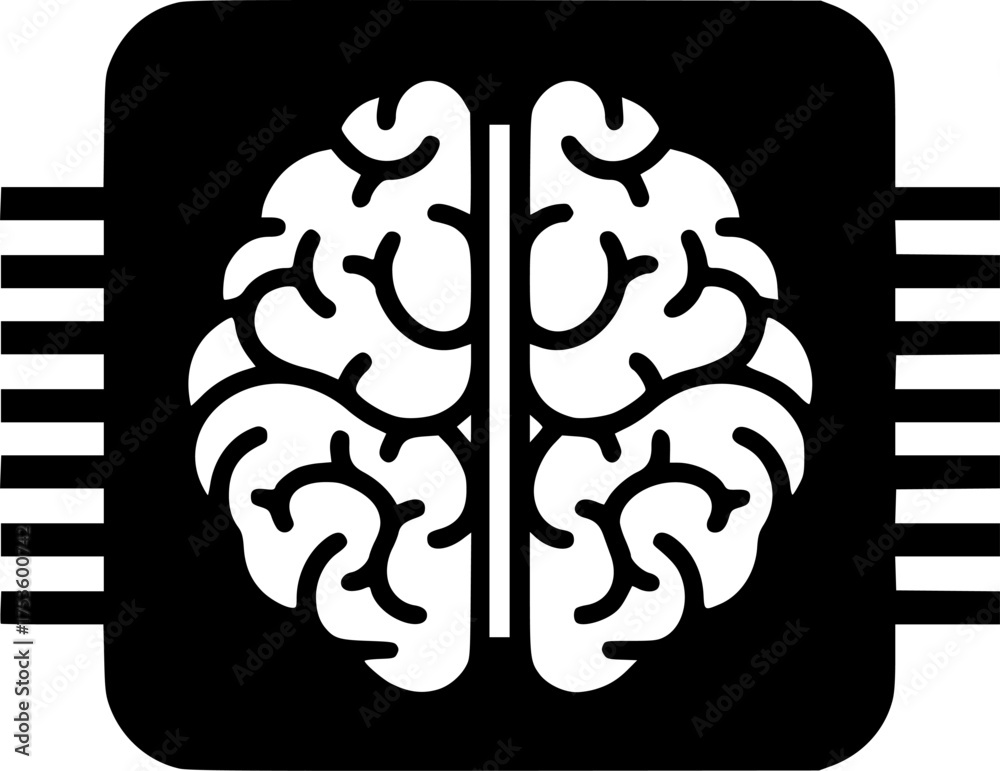 Computer chip processing unit with brain showing the concept of ...