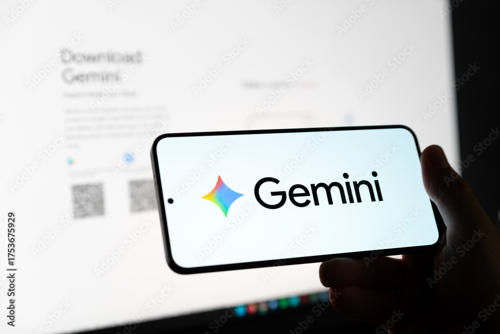 Google Gemini platform logo on smartphone Stock Photo | Adobe Stock