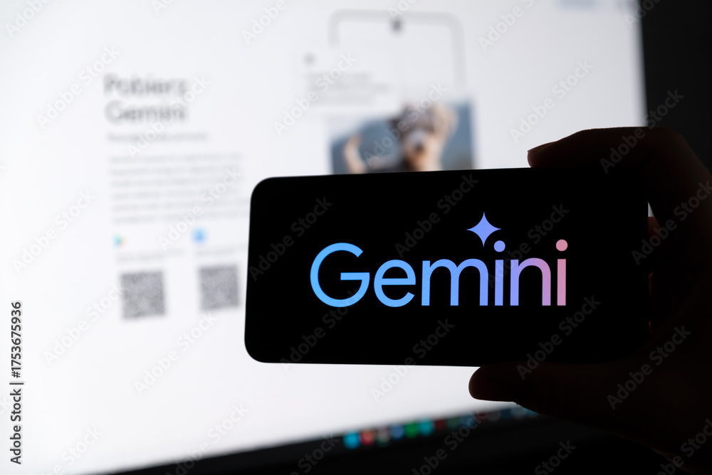 Google Gemini platform logo on smartphone Stock Photo | Adobe Stock