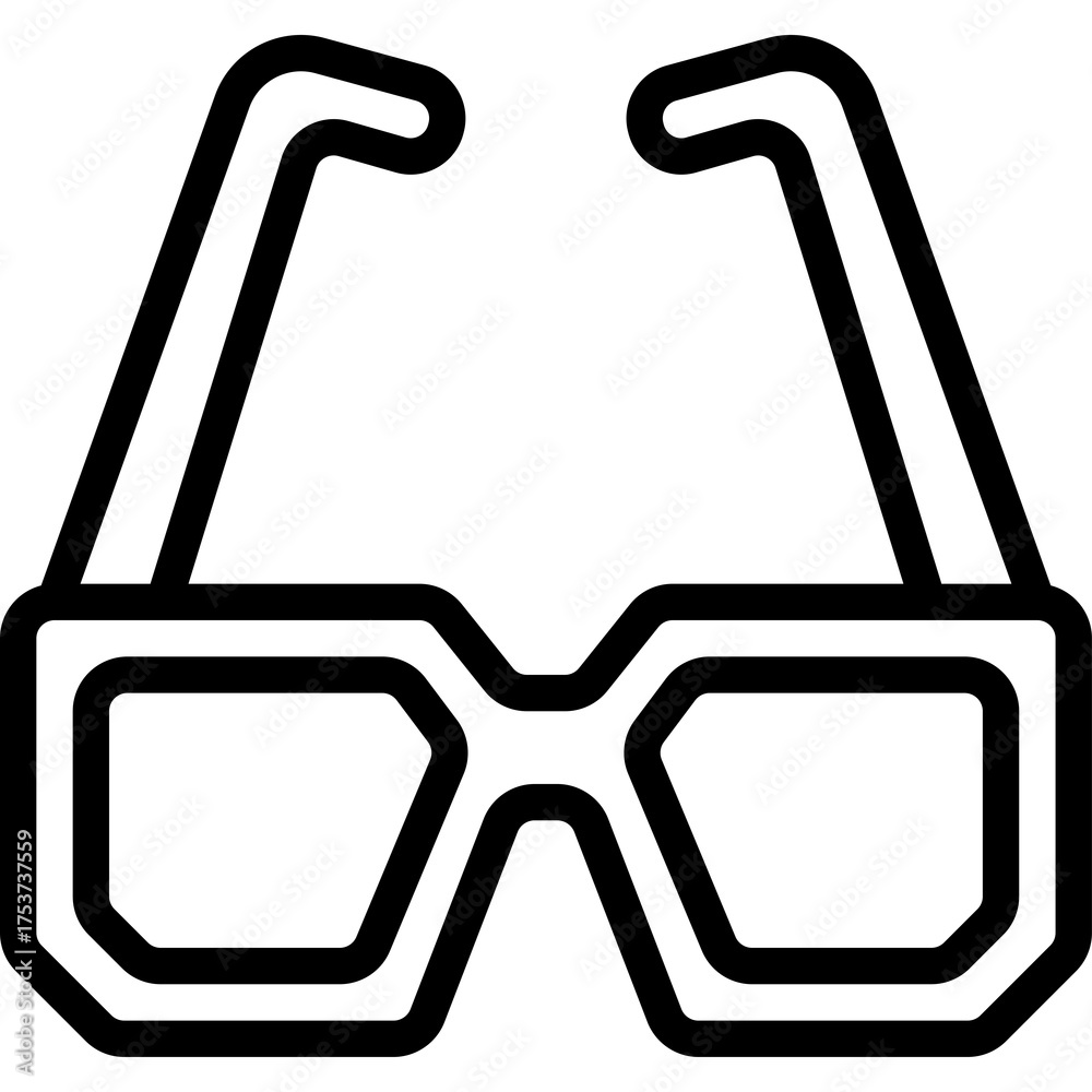 Outline of Black Framed Eyeglasses with Clear Lenses and Thick Arms on ...