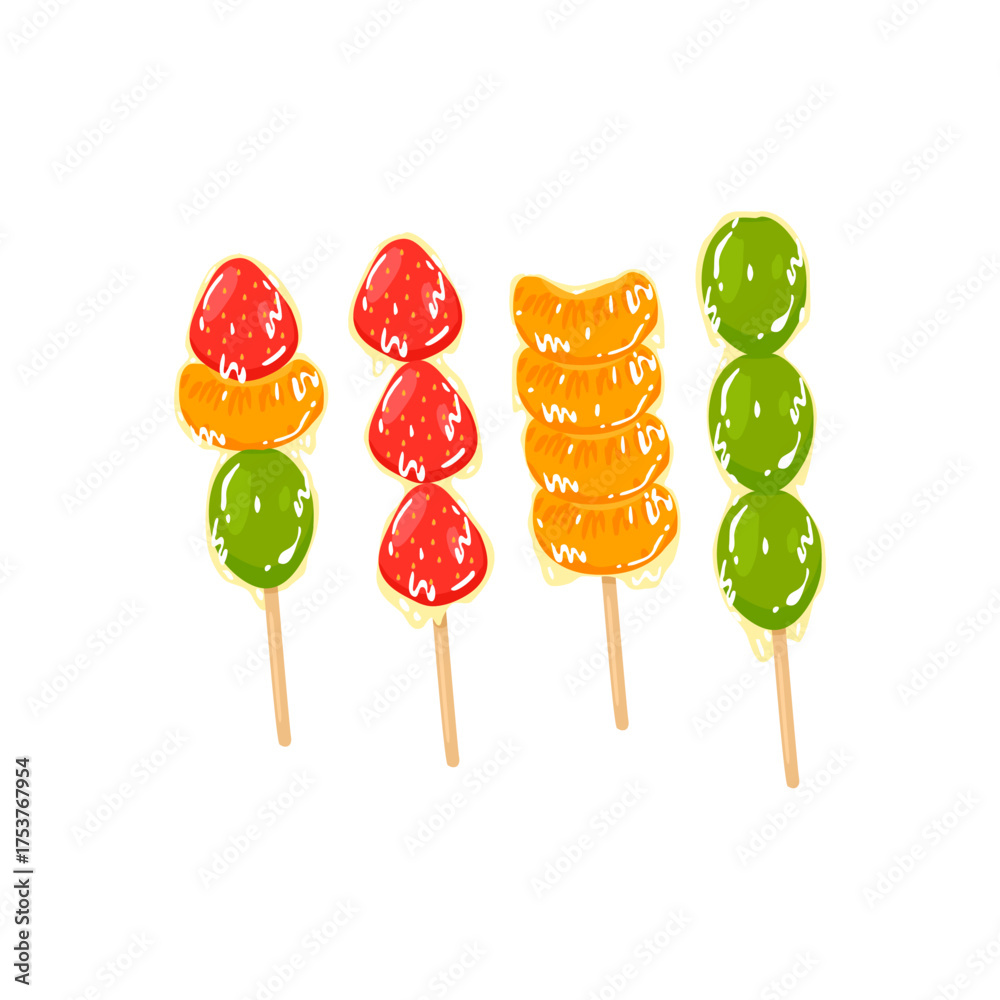 Tanghulu Candied Fruit Skewers – Glossy Strawberry, Mandarin, and Grape ...