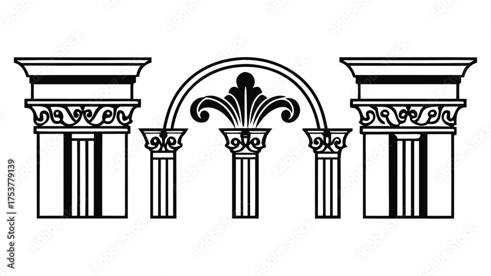 Stock-Vektorgrafik „Architectural Motifs, Classical elements Blocks ...