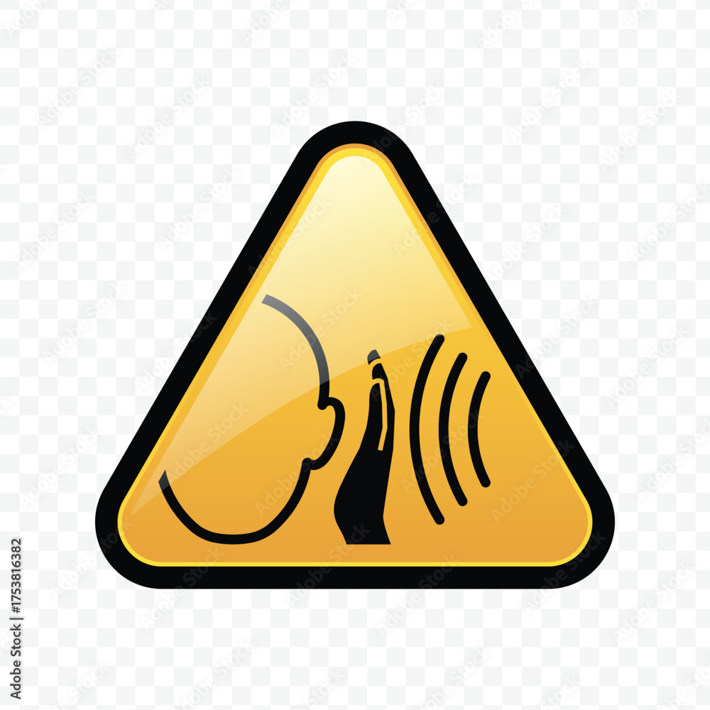Glossy Yellow Warning Sign Icon for Loud Noise or Hearing Hazard Stock ...