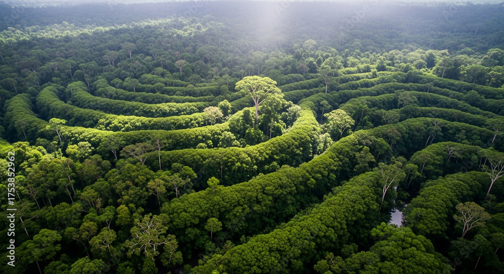 Photo Stock Aerial view of the amazon rainforest showing deforestation ...