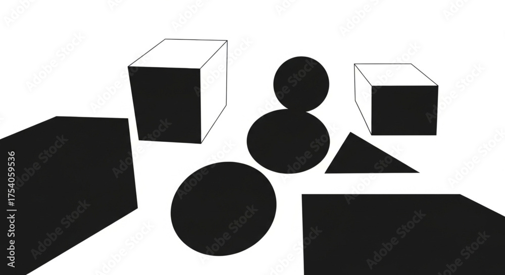 Abstract geometric shapes in black and white create a minimalist and ...