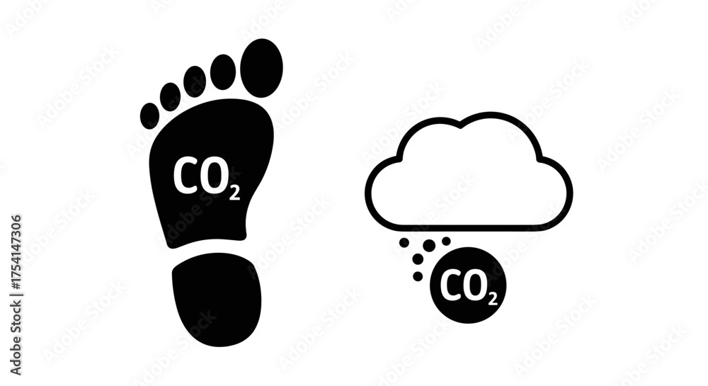 Carbon footprint vector icon & CO2 gas emission symbol. Climate change ...