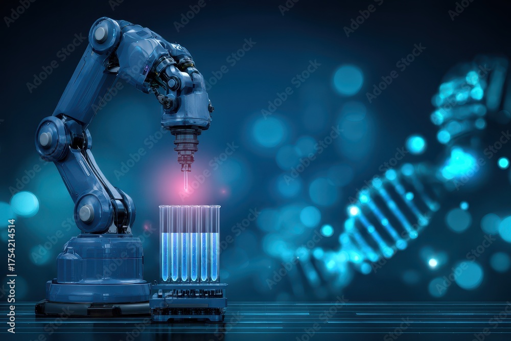 research workflow focus robotic arms handling dna samples in automated ...