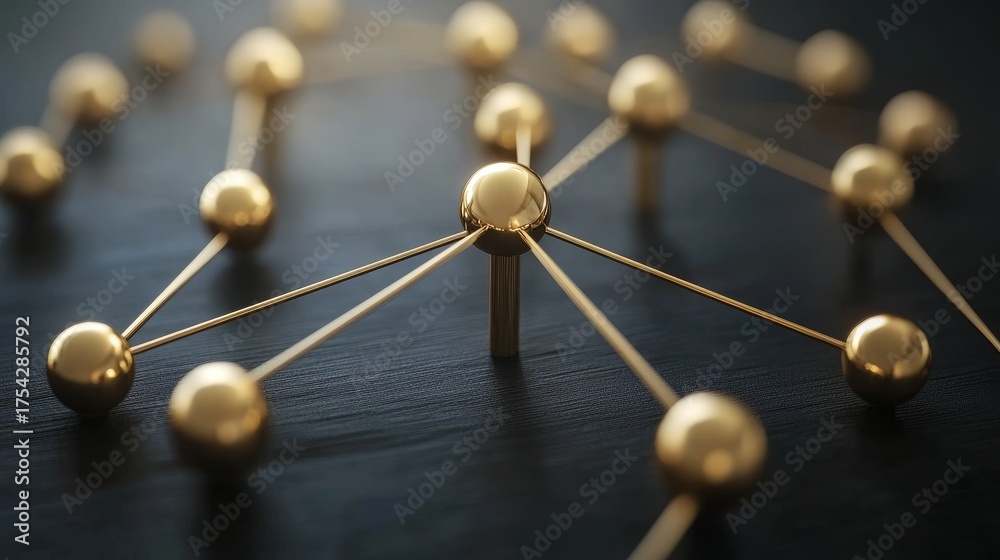 Interconnected Golden Spheres Creating a Network Symbolizing ...