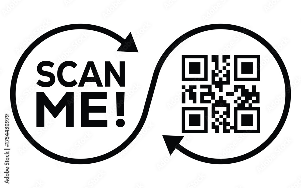 Stock-Vektorgrafik „Square QR code with bold lines inside a circle ...