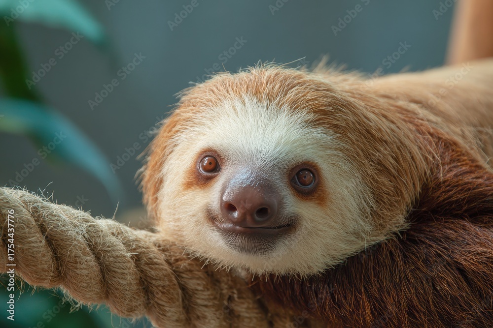 Two Toed Sloth. Cute Brown Sloth in Zoo Habitat - Horizontal Animal ...